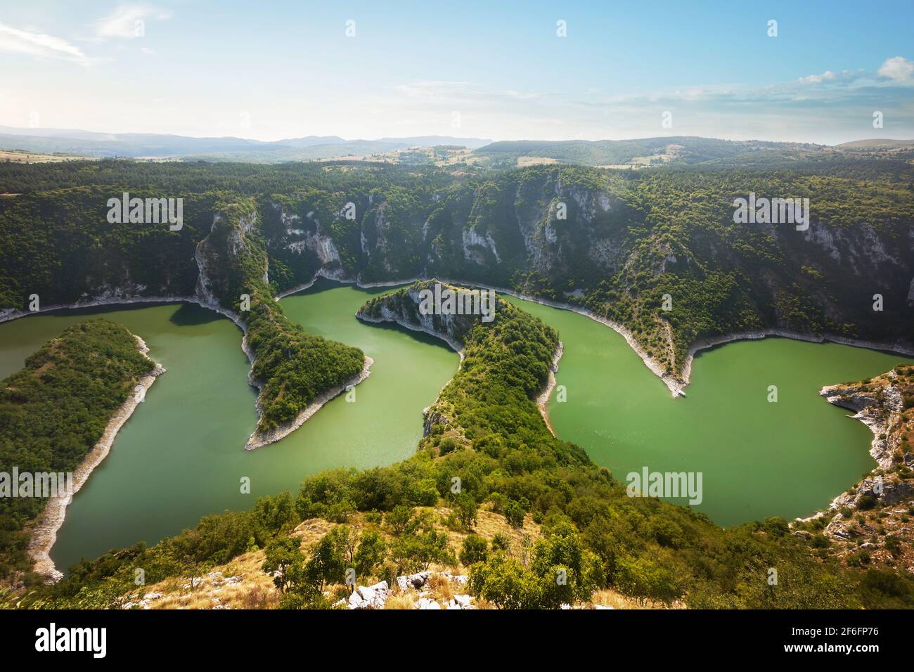 Meanders of the Uvac River, Serbia. Beautiful summer top view of the ...