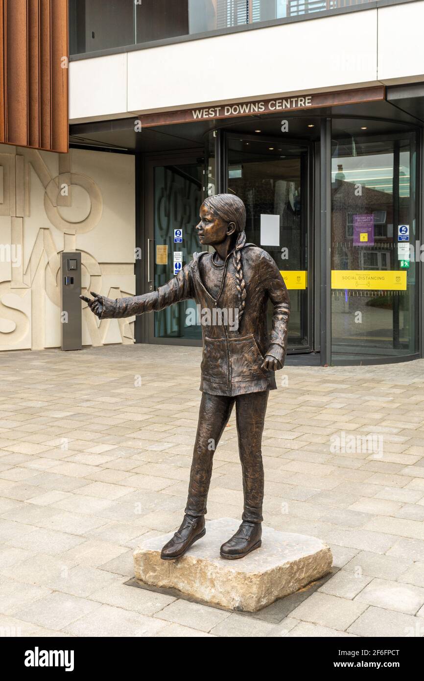 Greta Thunberg statue at Winchester University West Downs Campus ...