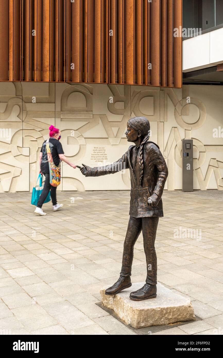 Greta Thunberg statue at Winchester University West Downs Campus ...