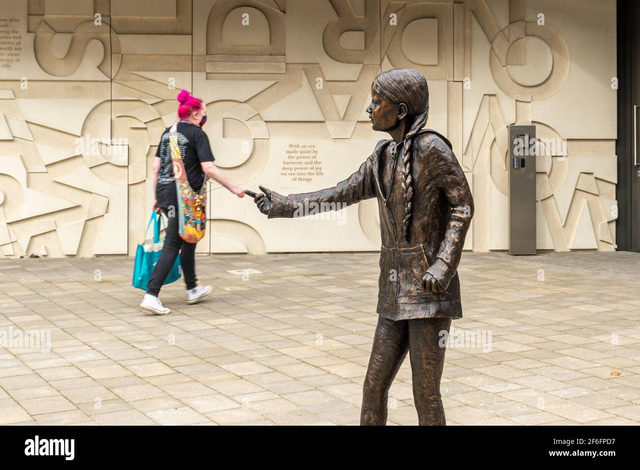 Greta Thunberg statue at Winchester University West Downs Campus ...