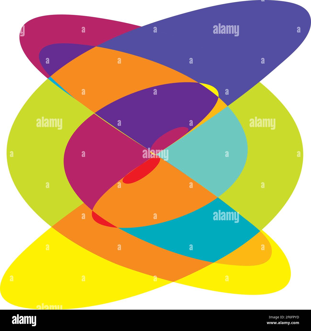 Abstract flower-like curvy, colourful, rounded vibrant geometric shapes ...