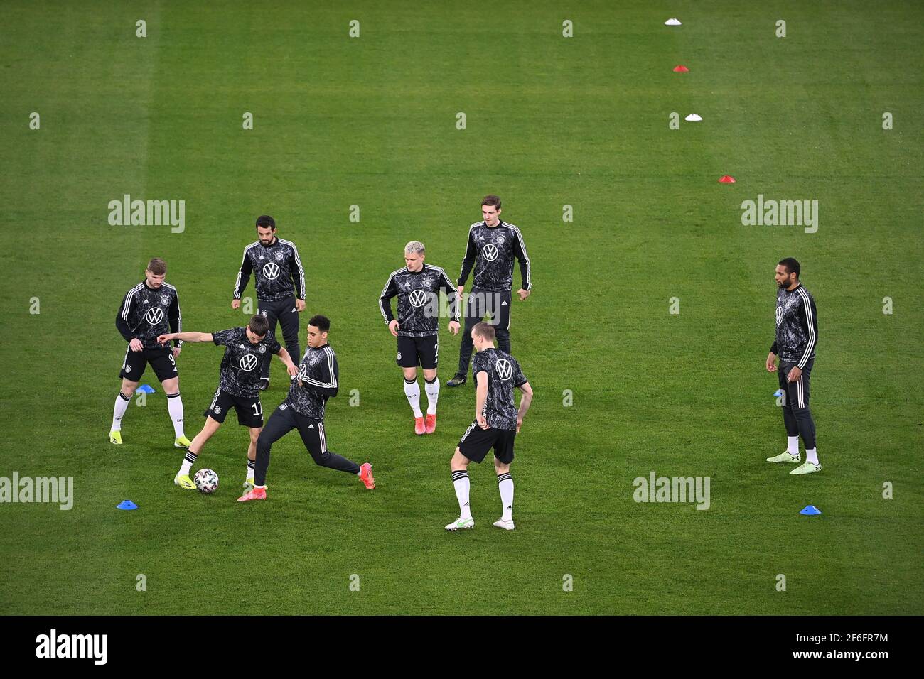 Duisburg, Deutschland. 31st Mar, 2021. The German team warms up. GES ...