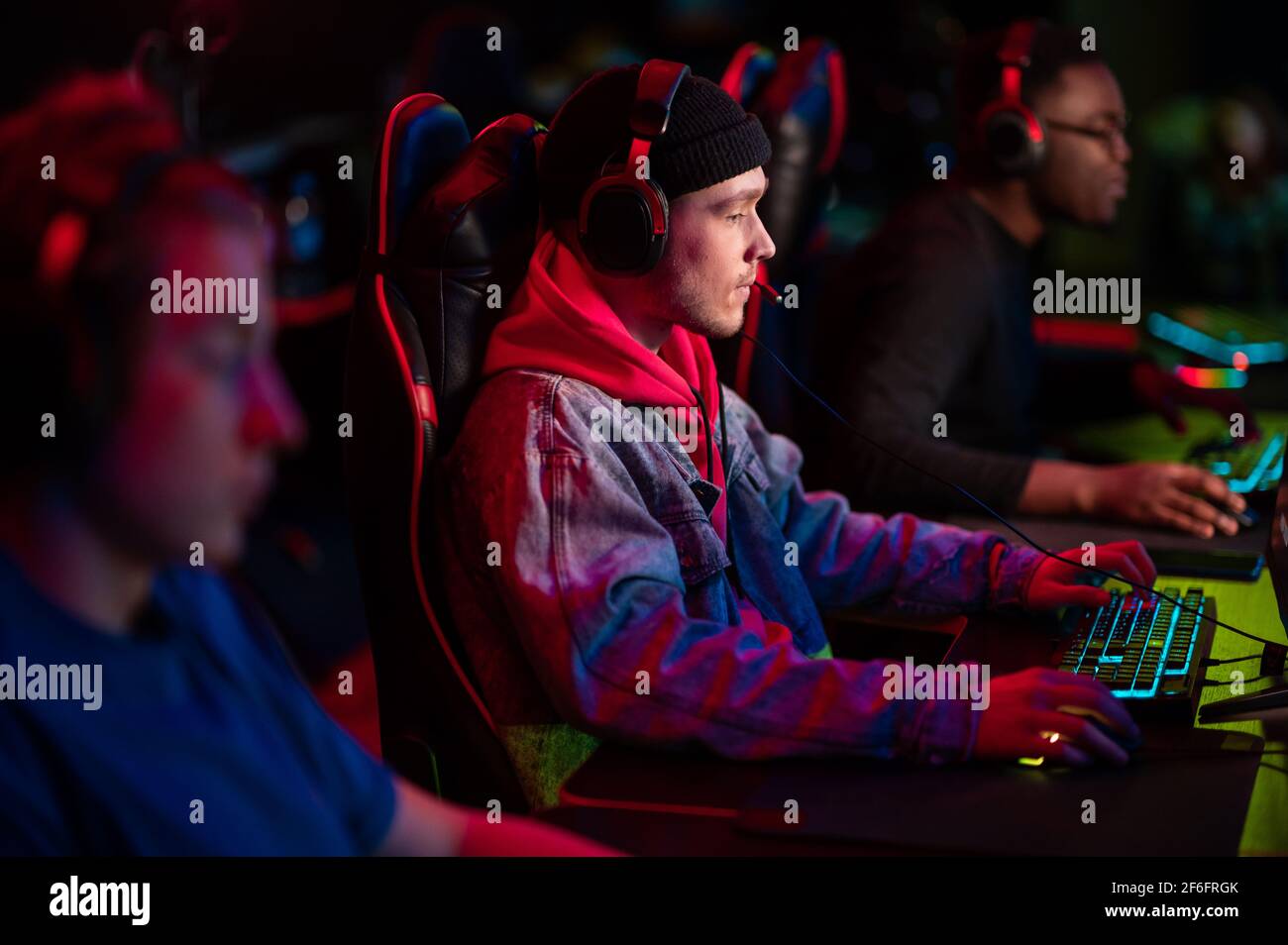 Training bootcamp for professional esports players. Young cyber ...