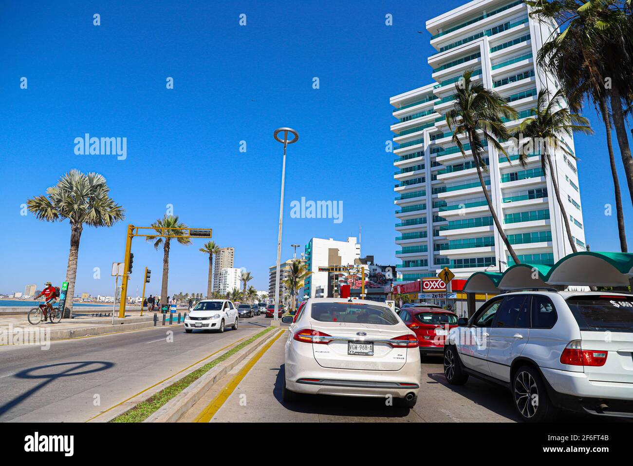 Tourist boardwalk in the bay or beach in Mazatlan, Sinaloa, Mexico ...