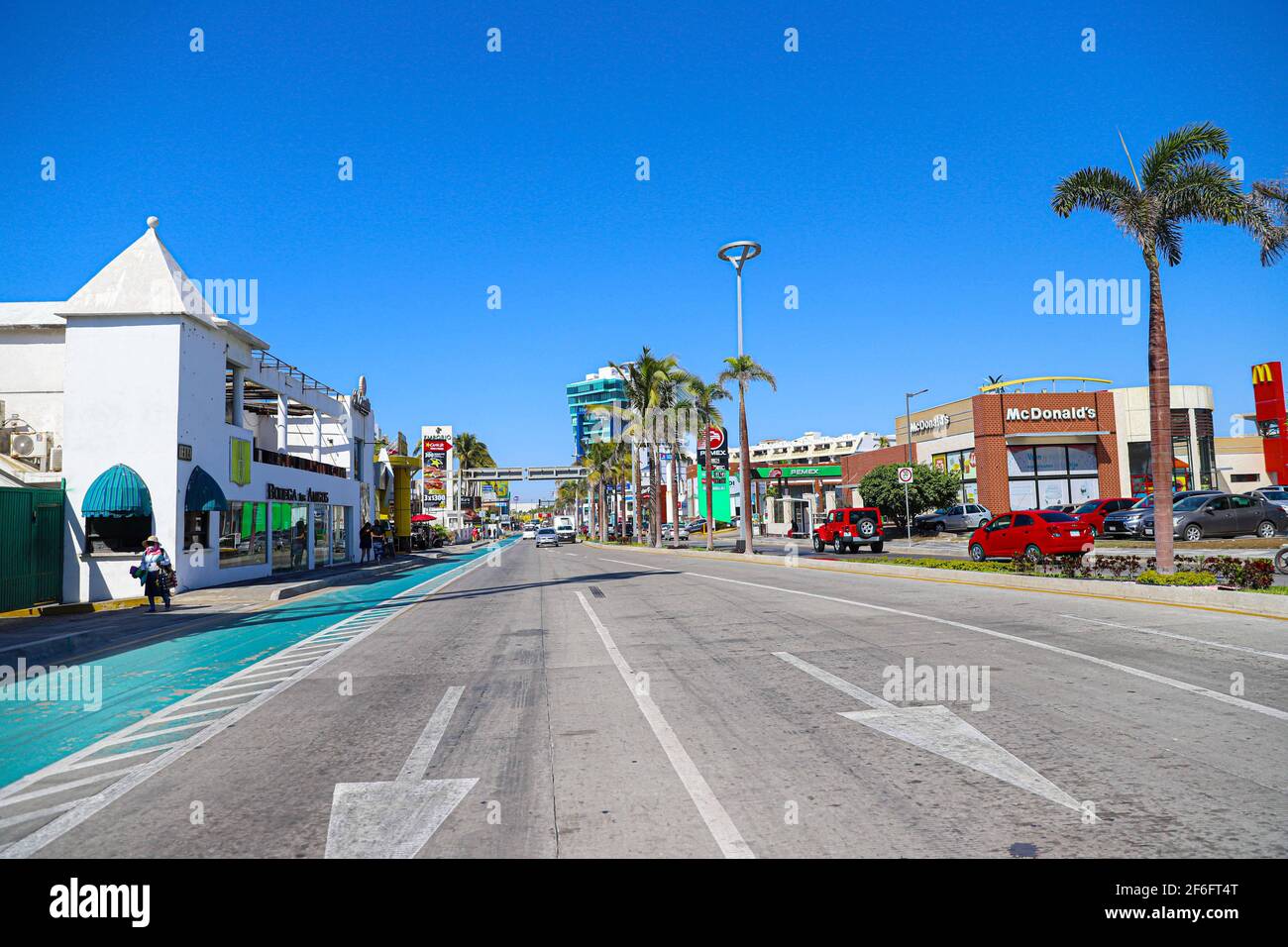 Tourist boardwalk in the bay or beach in Mazatlan, Sinaloa, Mexico ...