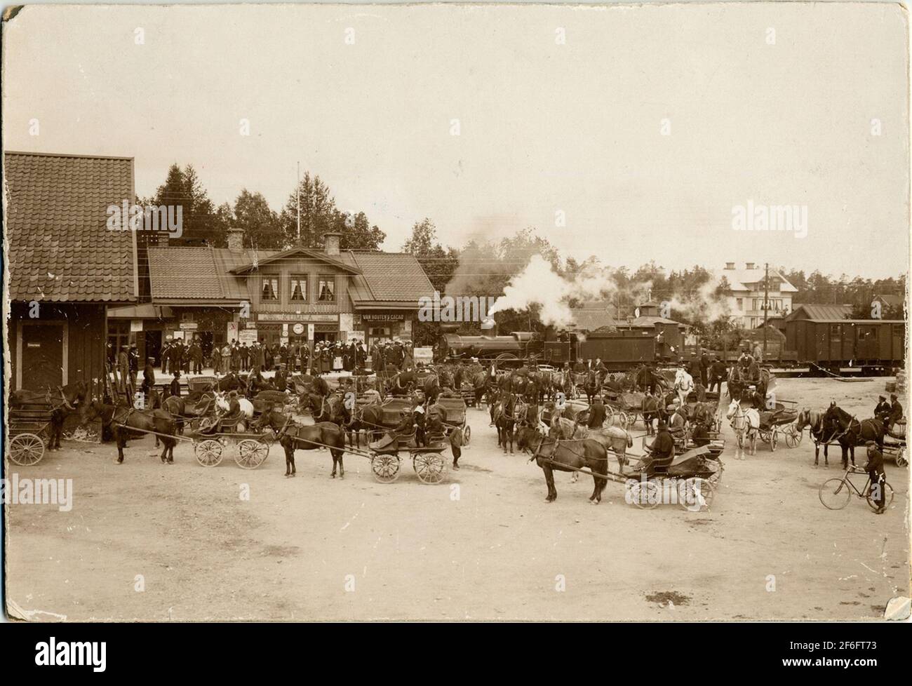 Kumla's oldest railway station. On the track, steam locomotive SJ Da is ...
