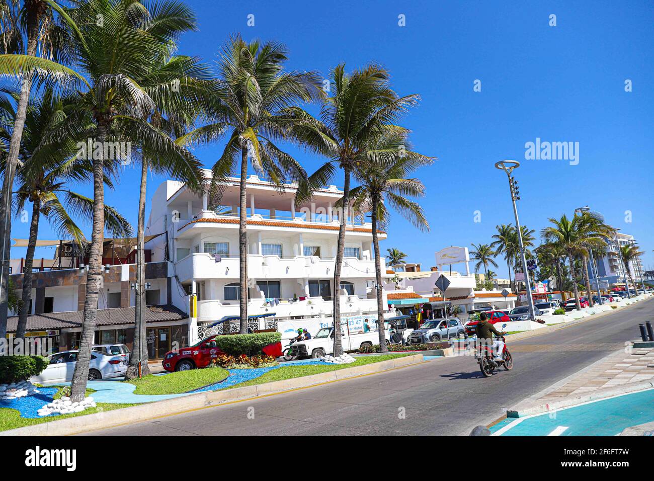 Tourist boardwalk in the bay or beach in Mazatlan, Sinaloa, Mexico ...