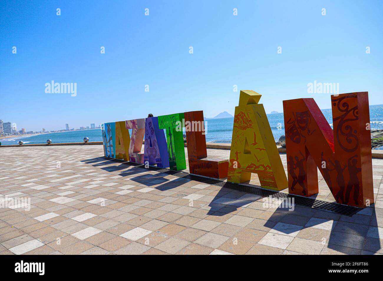 Monomental colored letters in Mazatlan, Sinaloa, Mexico. Tourist ...