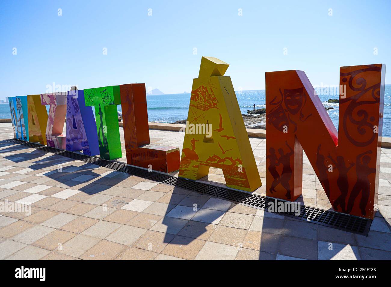 Monomental colored letters in Mazatlan, Sinaloa, Mexico. Tourist ...