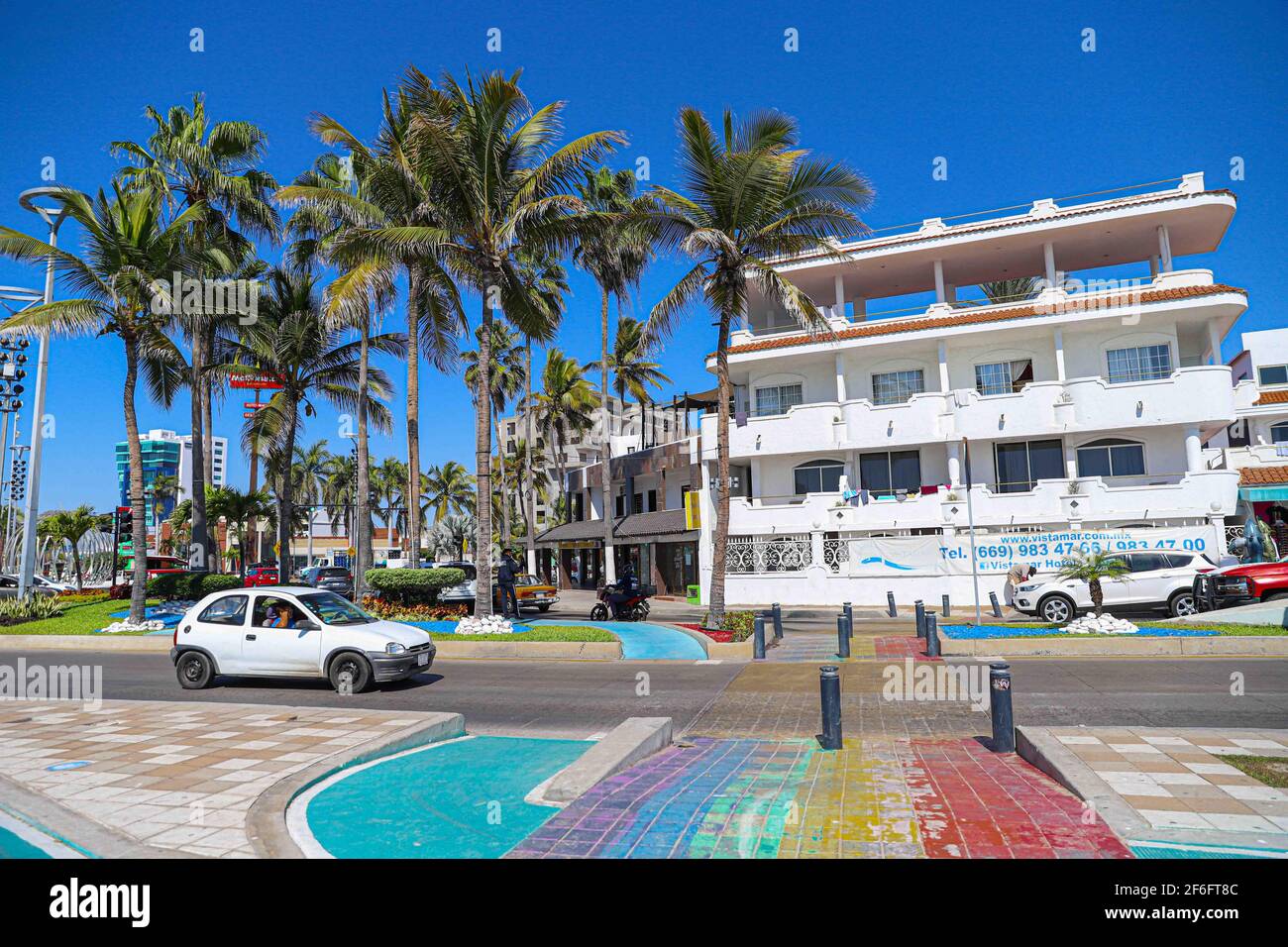 Tourist boardwalk in the bay or beach in Mazatlan, Sinaloa, Mexico ...