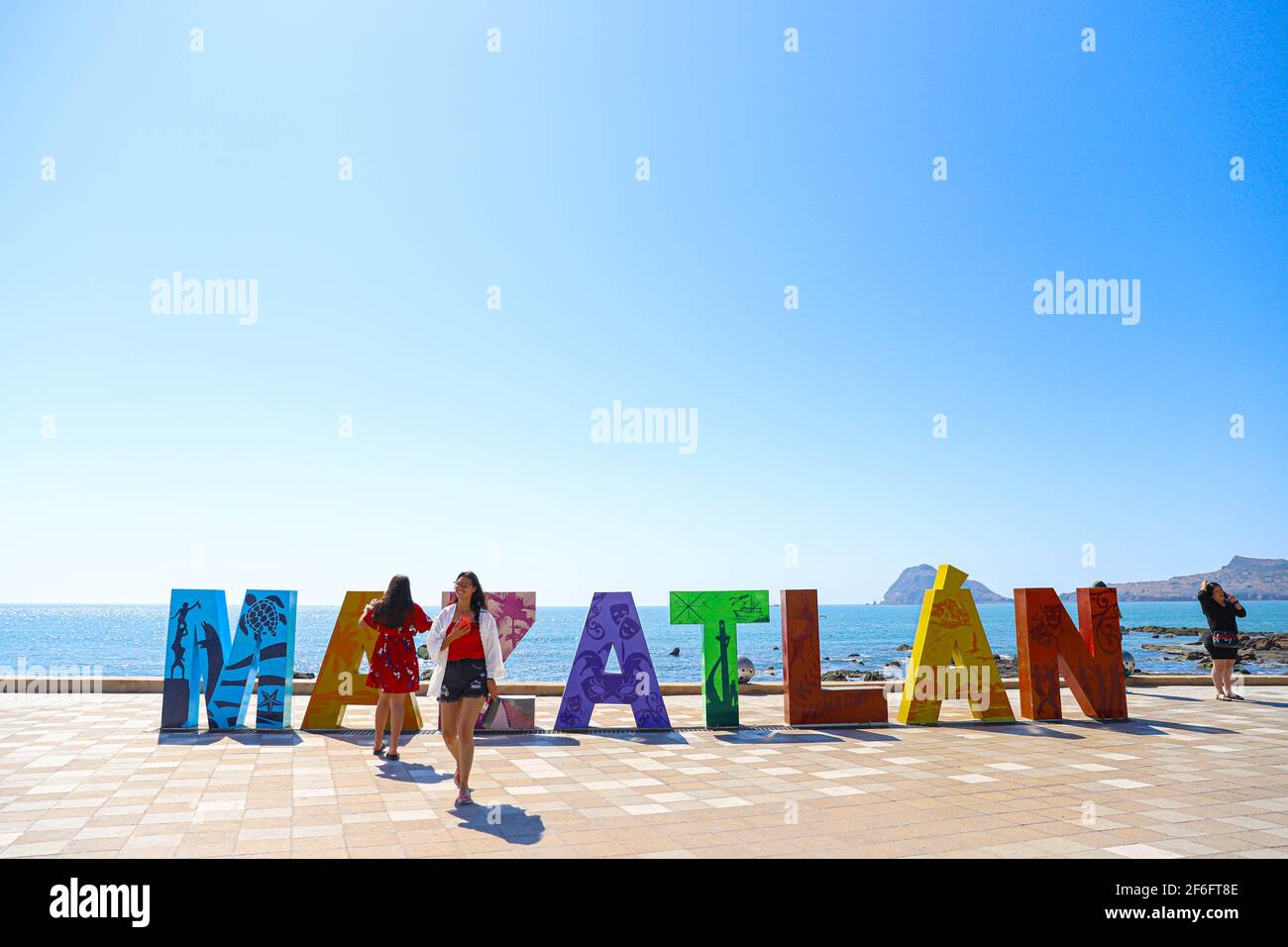 Monomental colored letters in Mazatlan, Sinaloa, Mexico. Tourist ...