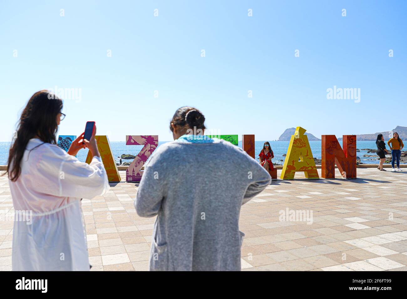 Monomental colored letters in Mazatlan, Sinaloa, Mexico. Tourist ...