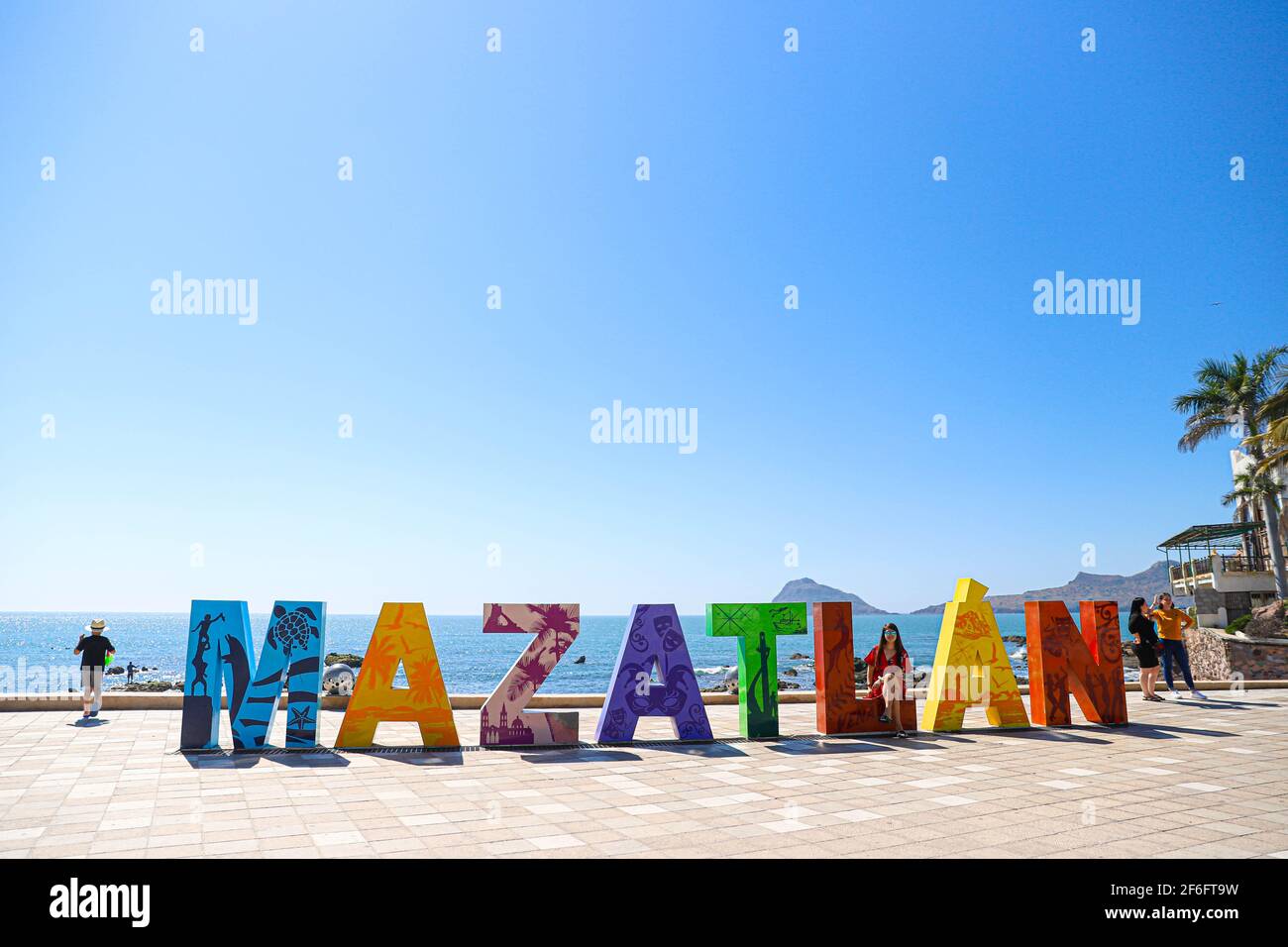Monomental colored letters in Mazatlan, Sinaloa, Mexico. Tourist ...