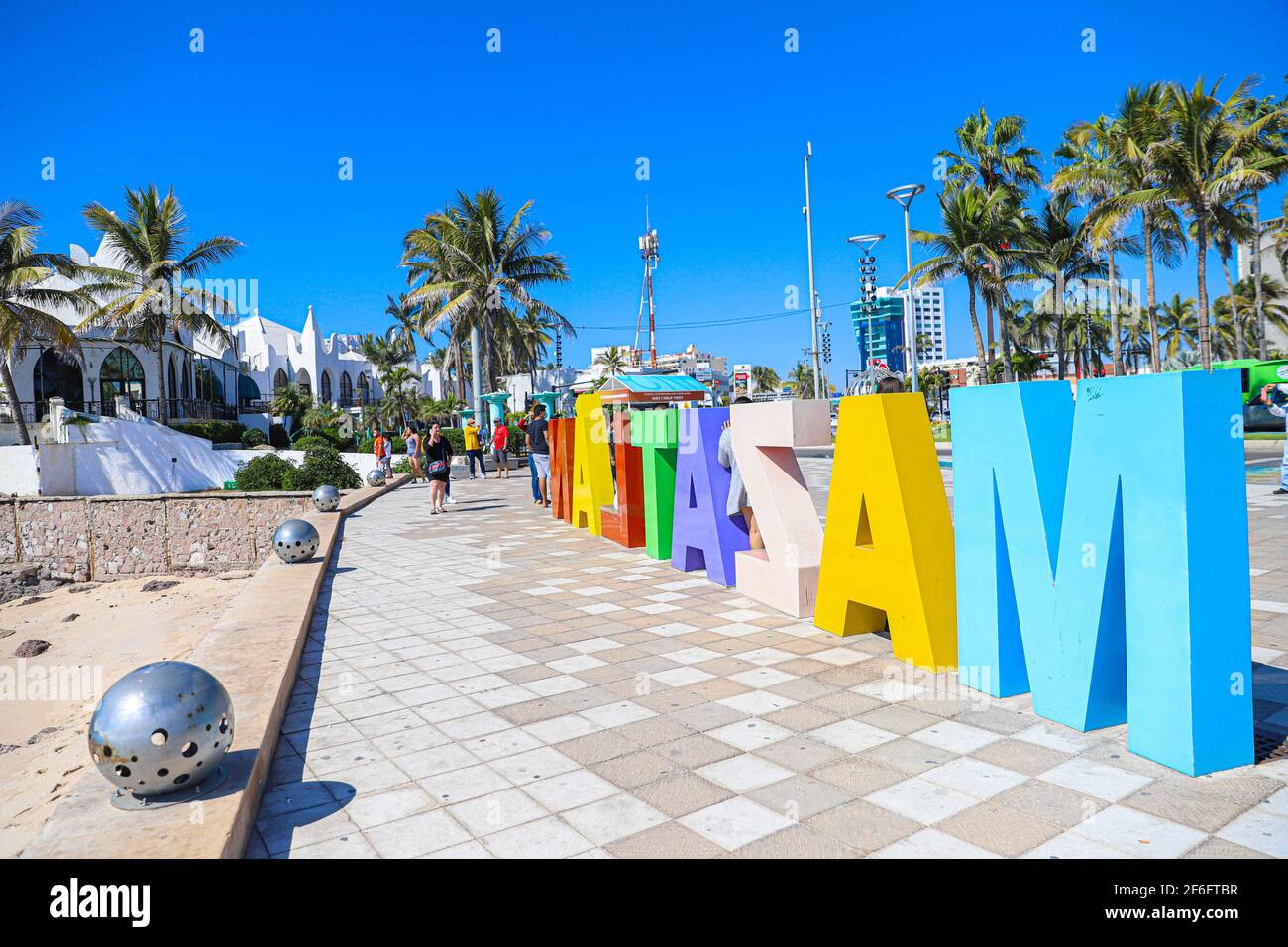 Monomental colored letters in Mazatlan, Sinaloa, Mexico. Tourist ...
