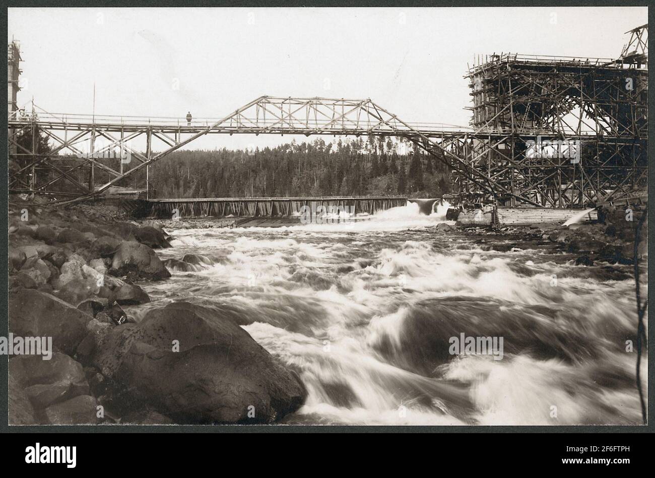 The construction of the railway bridge over the Pite River at Sikfors ...