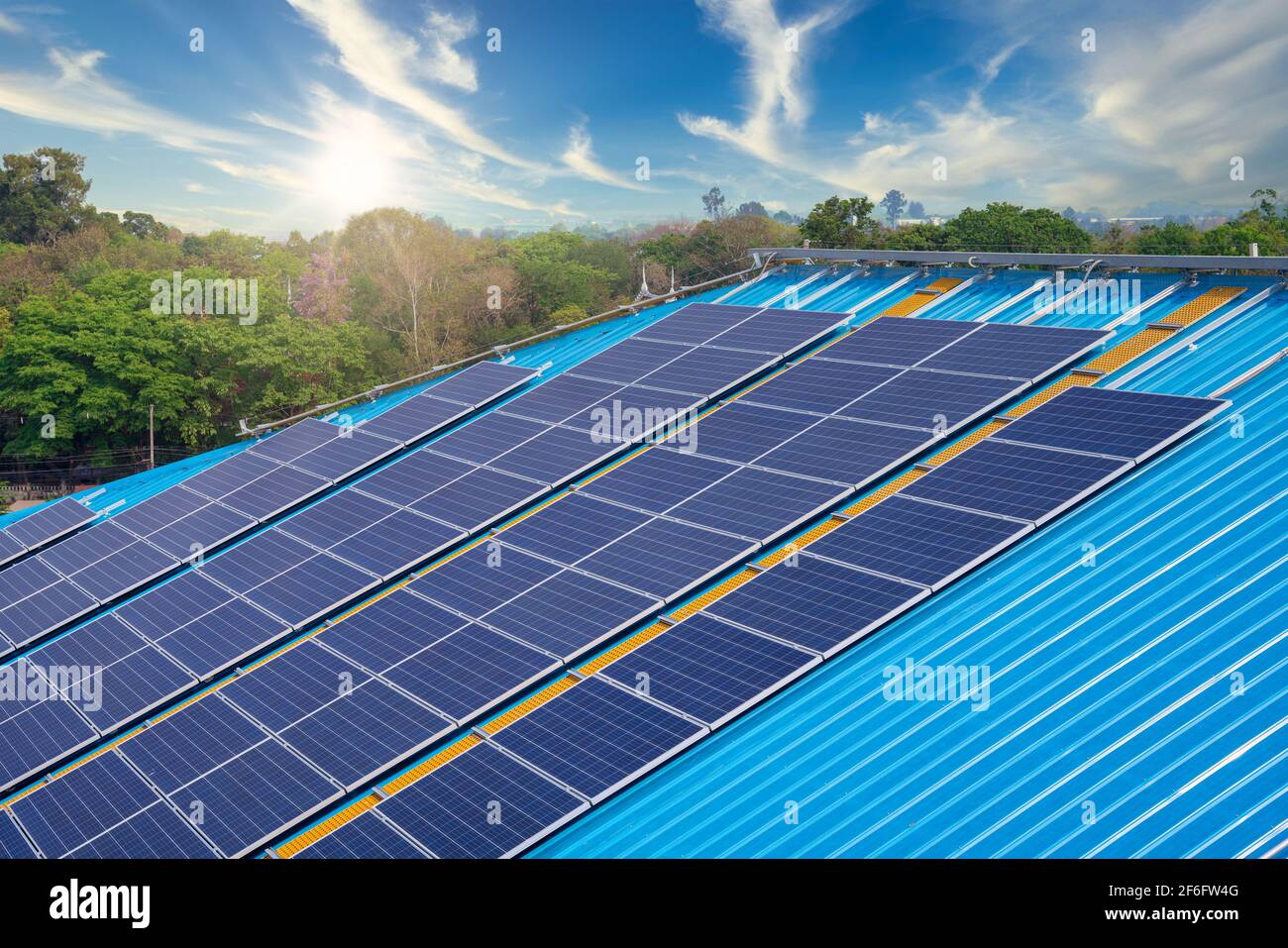 solar roof on top of the building, solar energy Stock Photo - Alamy