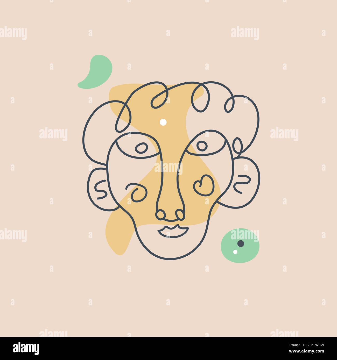 Abstract human face drawing done in lines and pastel colors Stock Photo ...