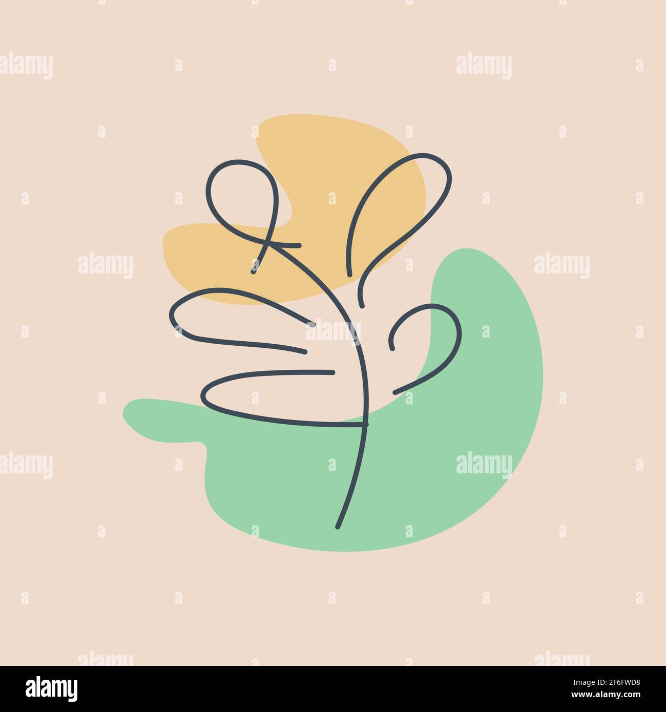 Primitive abstract leaf drawing of lines and pastel colors Stock Photo ...