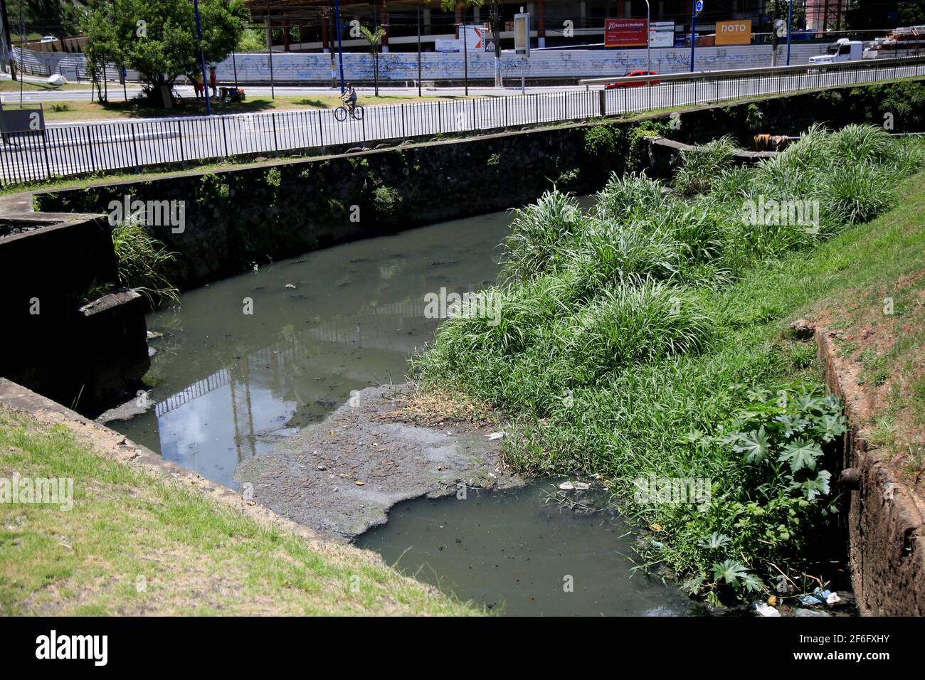 salvador, bahia, brazil - december 9, 2020: Open sewage channel is seen ...