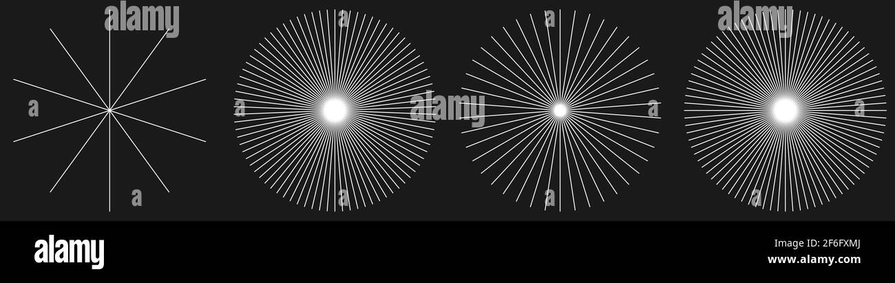 Radial, radiating, converging lines. Circular lines geometric element ...