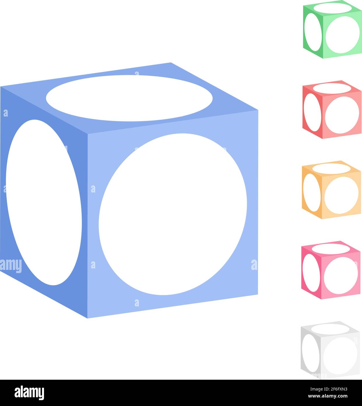 3d cube with circles cut in its surface — Stock vector illustration ...