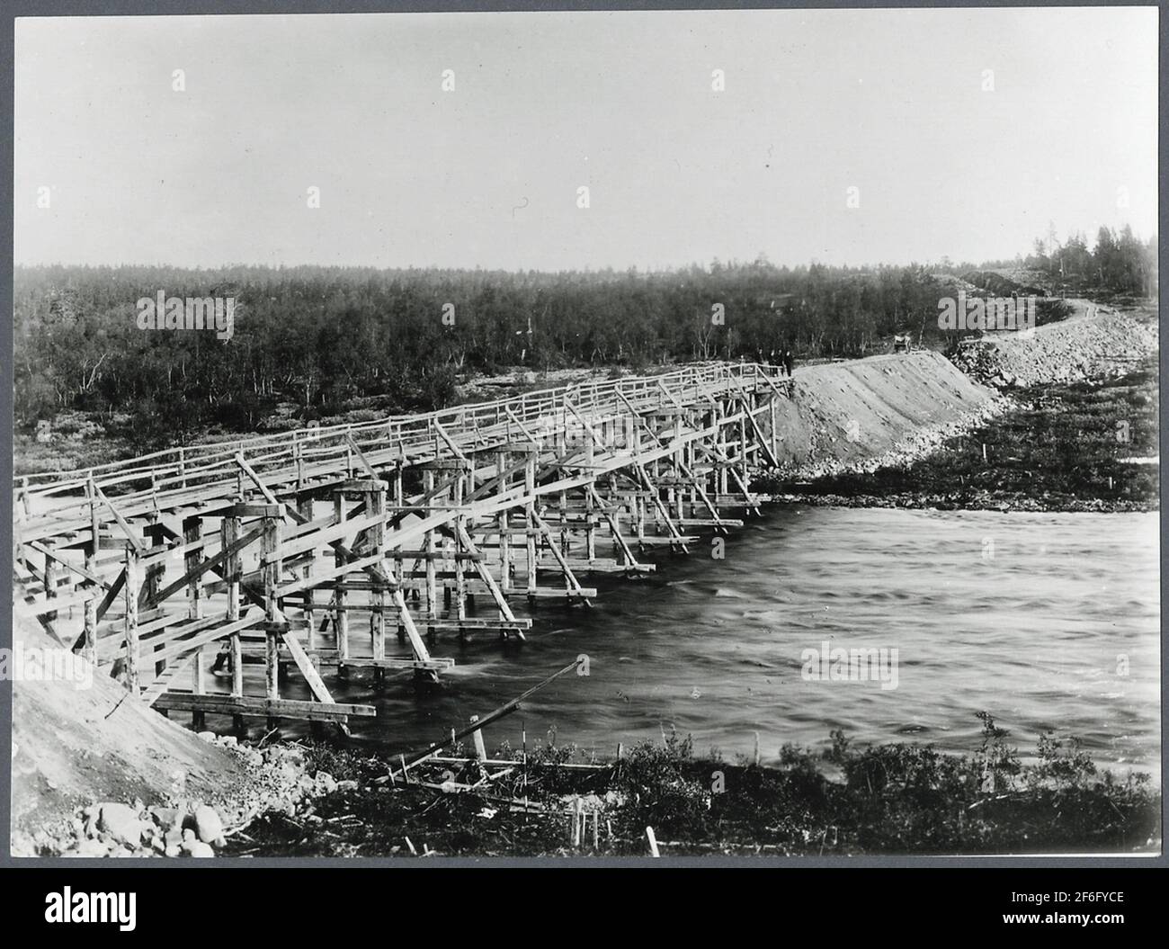 Provisional bridge over Kalix river Stock Photo - Alamy