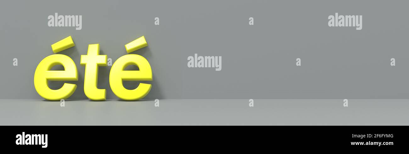 Web banner with french word "été" (Summer) - 3D rendering Stock Photo ...