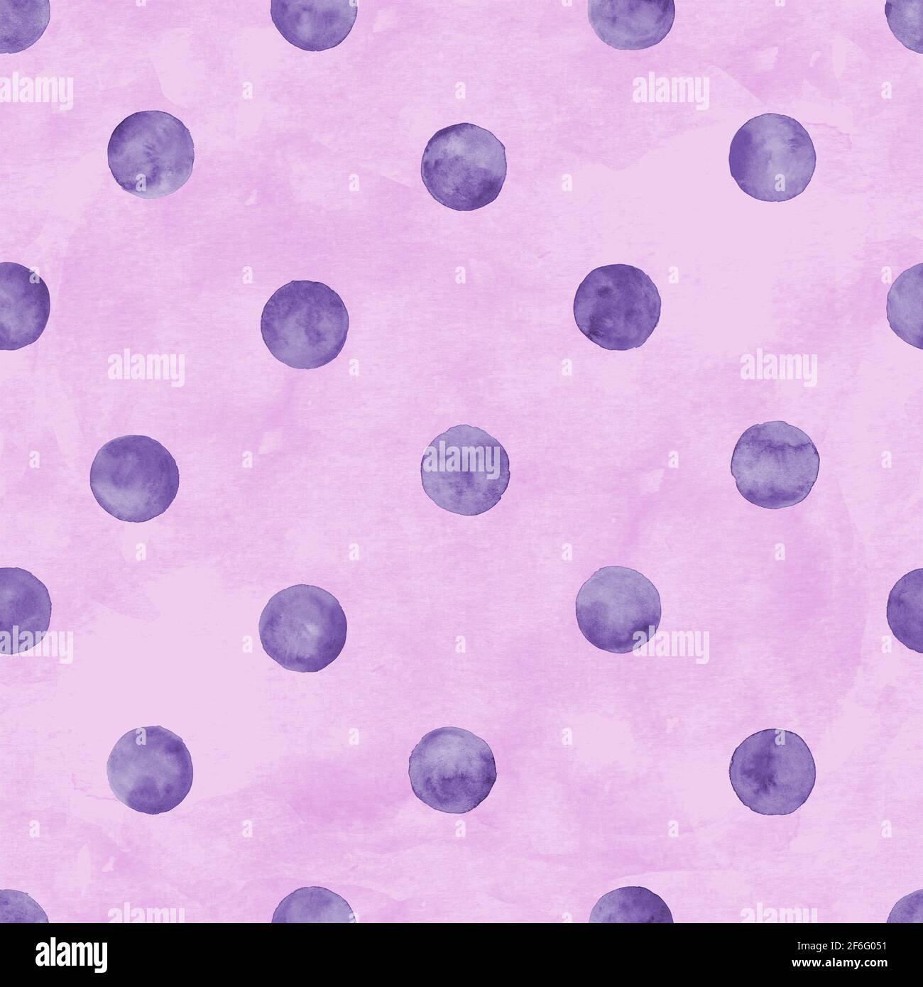 Polka dot watercolor seamless pattern. Abstract purple color circles on ...