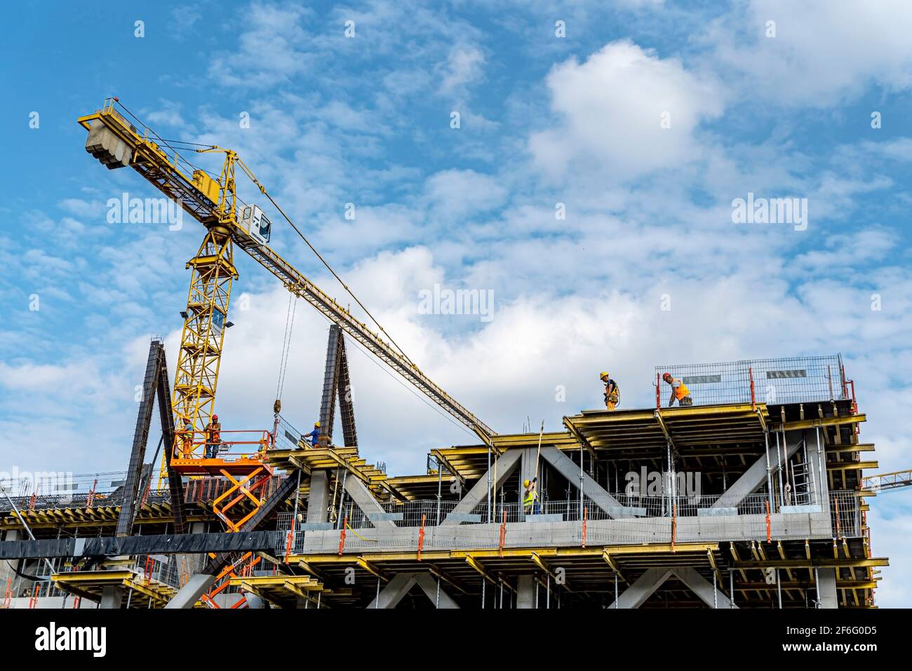 Warsaw, Poland, Sept 2020: Modern building under construction with ...