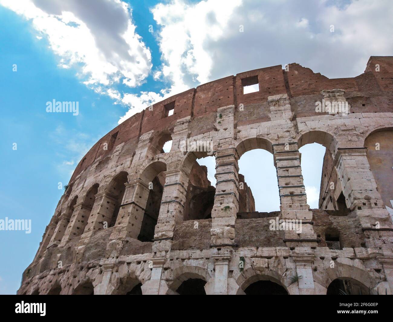 Colosseum outside top arches part epic view. Iconic ancient monumental ...