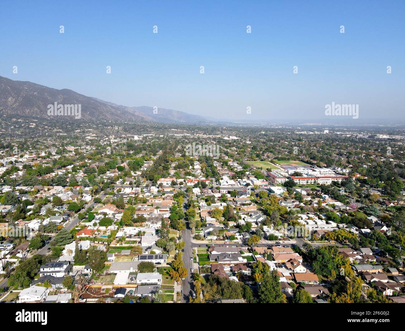 Aerial View Above Pasadena Neighborhood In Northeast Of Downtown Los