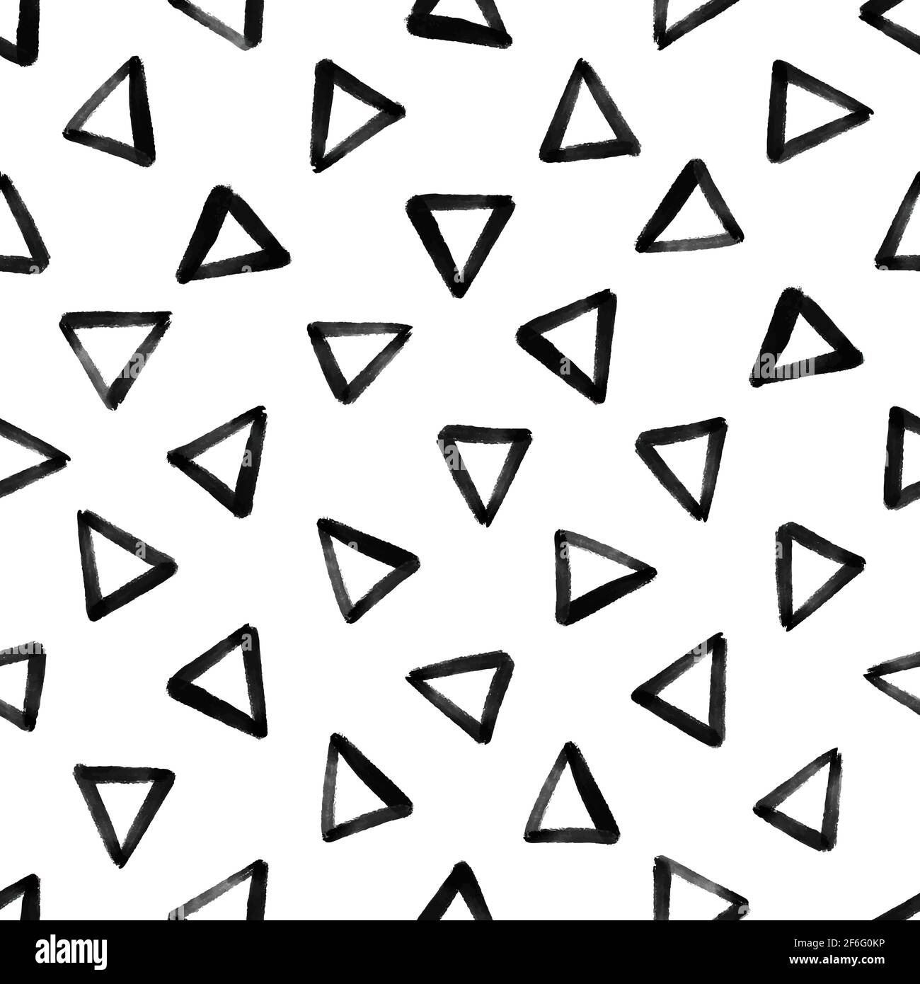 Abstract messy triangle monochrome seamless pattern. Hand drawn grunge ...