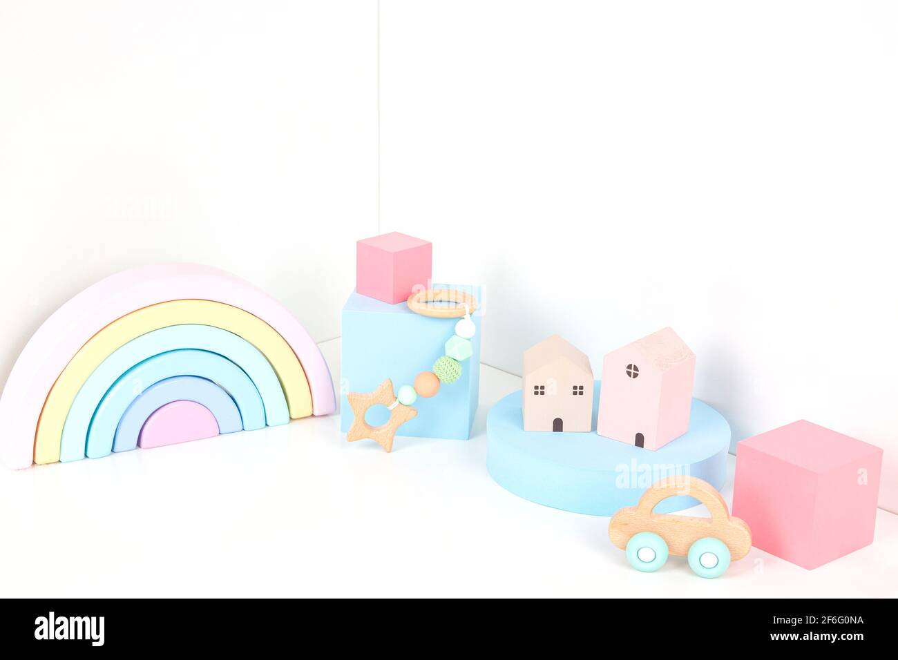 Composition of colorful educational baby kid toys and geometric shapes ...