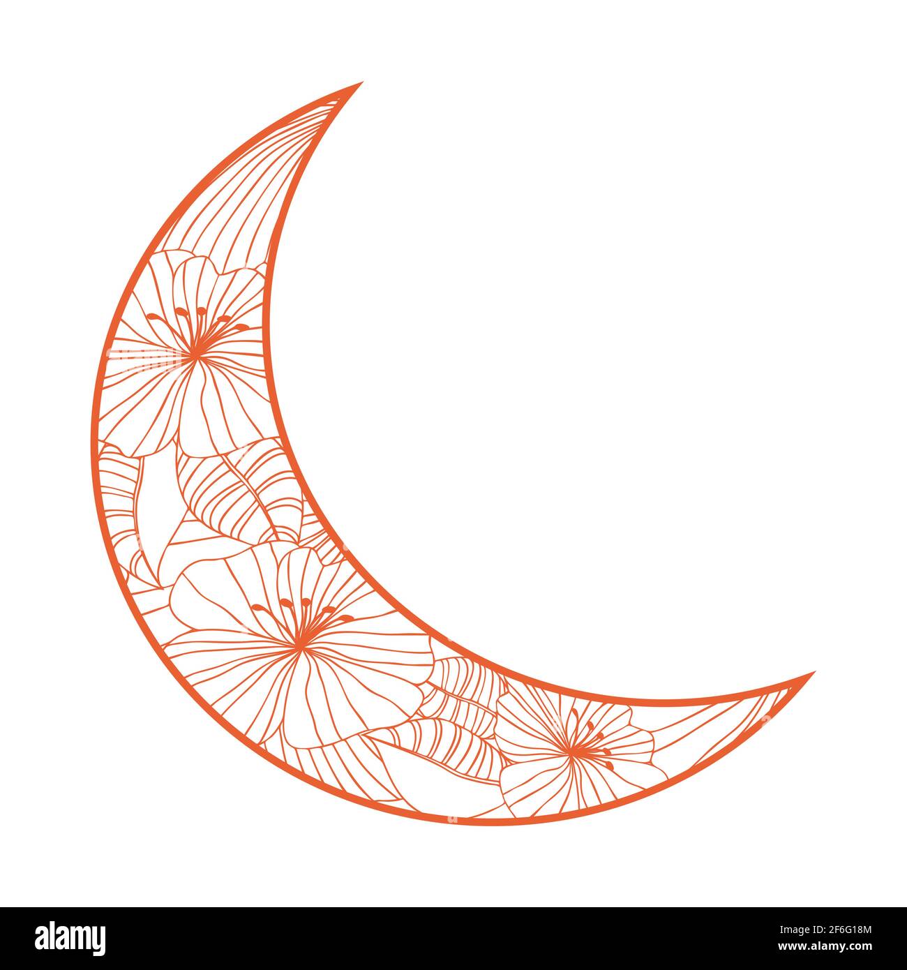 Hand drawn moon with flowers, mandalas and paisley. moon, zentangle ...