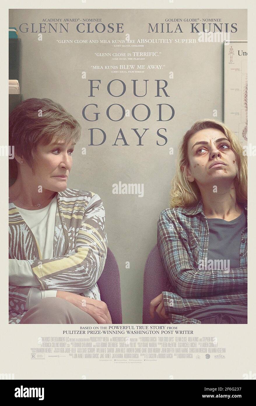 FOUR GOOD DAYS, US poster, from left: Glenn Close, Mila Kunis, 2020 ...