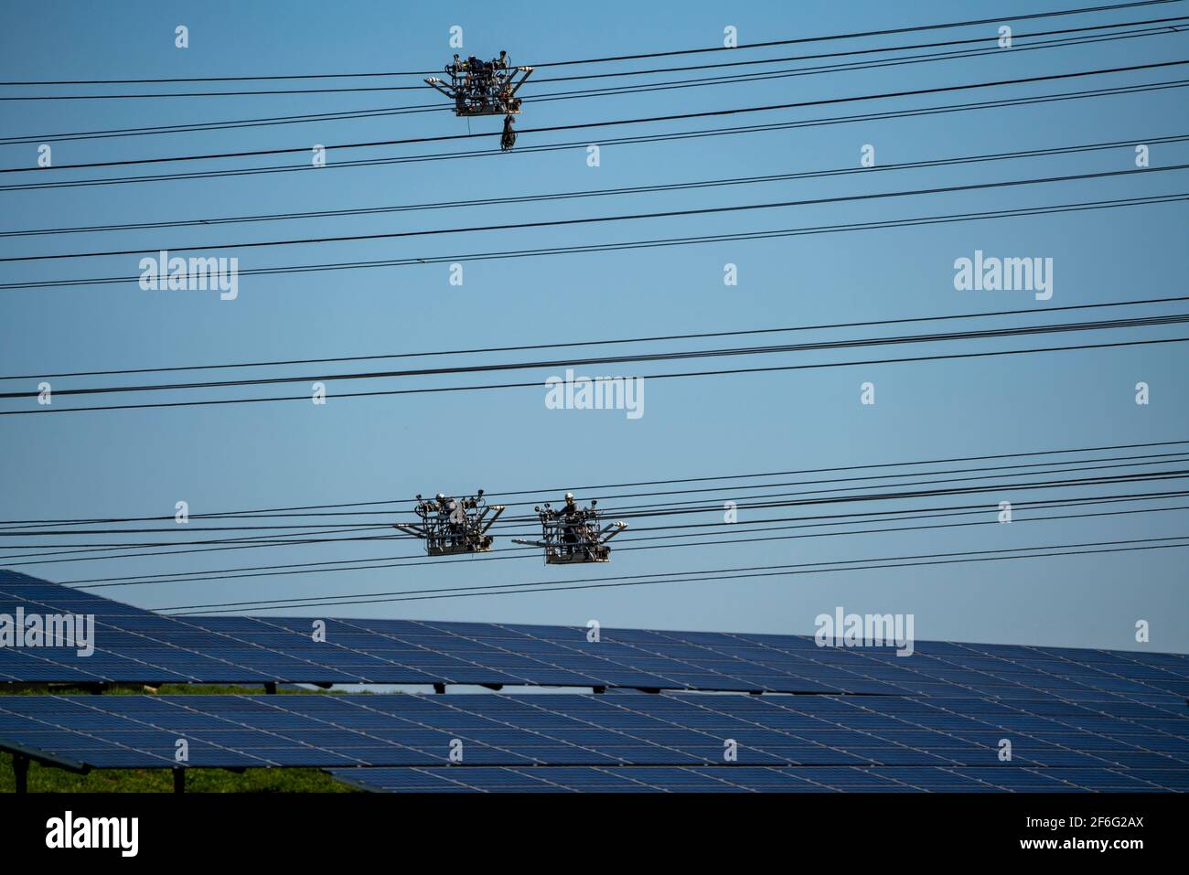 Construction of a new line route, 380 KV extra-high voltage line ...