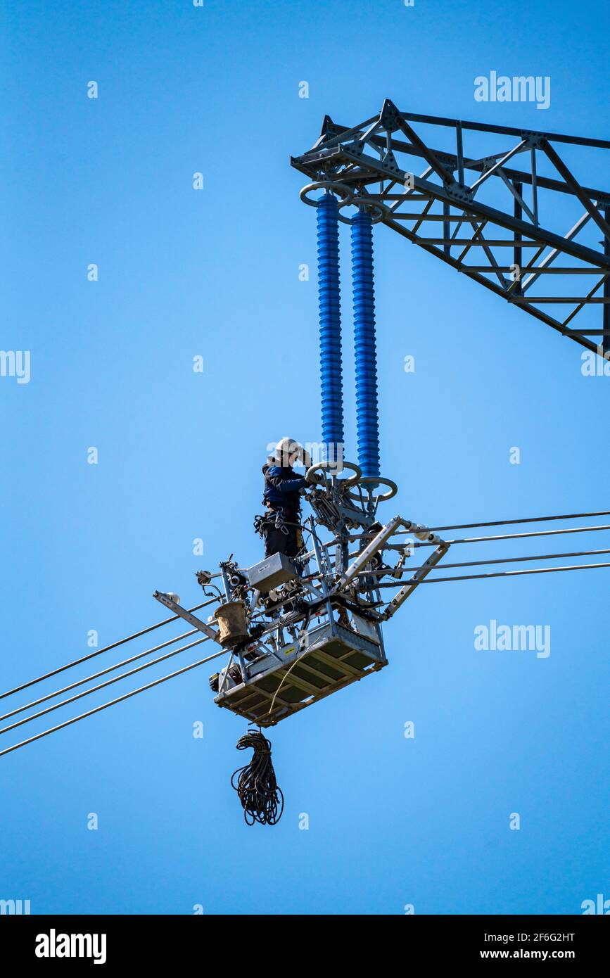 Construction of a new line route, 380 KV extra-high voltage line ...