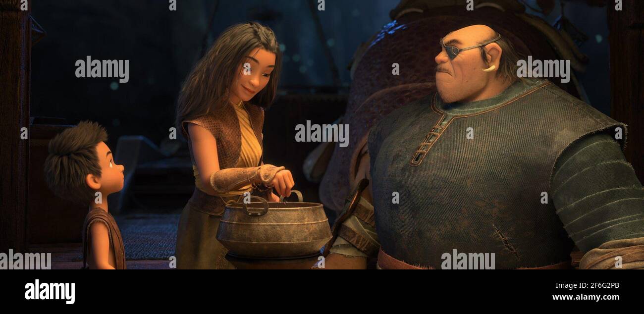 RAYA AND THE LAST DRAGON, from left: Boun (voice: Izaac Wang), Raya ...