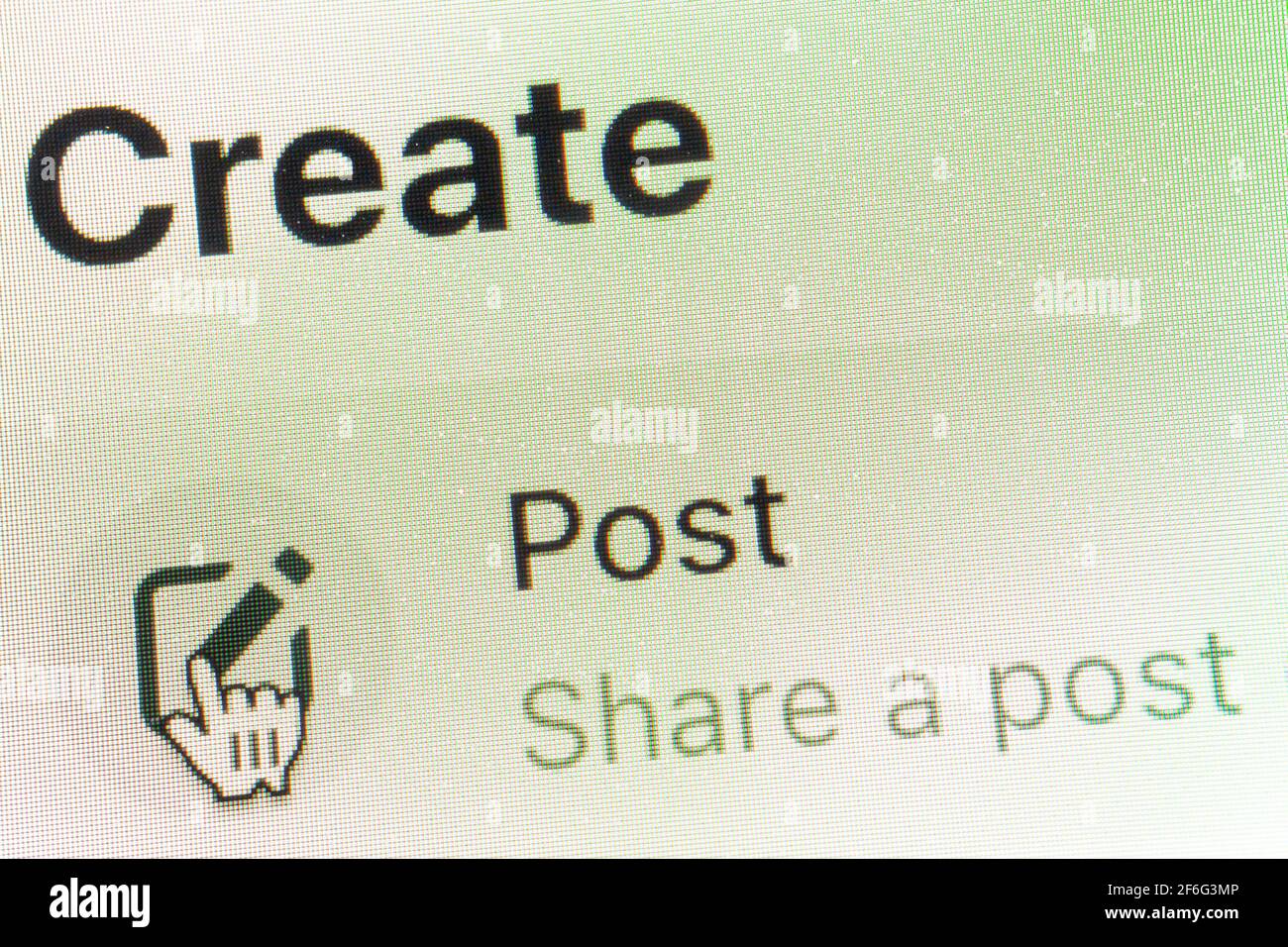 Facebook social media website, cursor on Create Post icon on macOS ...