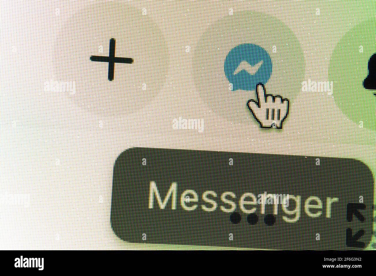 Facebook social media website, cursor on Messenger icon button on macOS ...