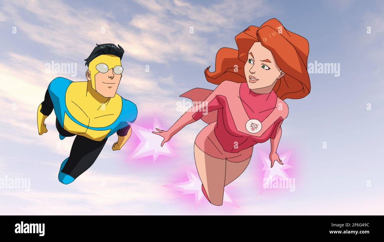 INVINCIBLE, from left: Invincible (voice: Steven Yeun), Atom Eve (voice ...