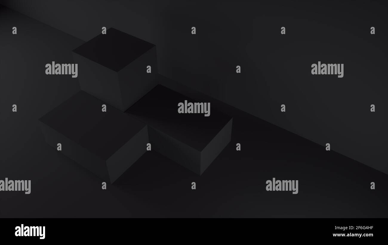 Dark Black Steps, Product stage. 3d Rendering Stock Photo - Alamy