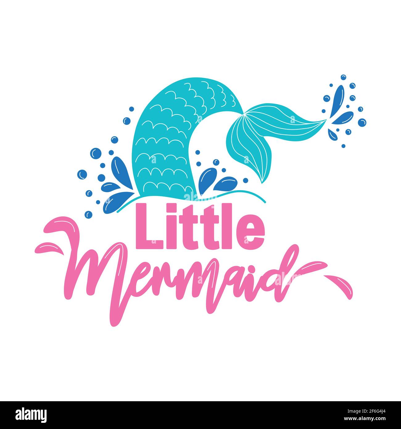 Little mermaid. Mermaid tail card with splashing water. Inspirational ...