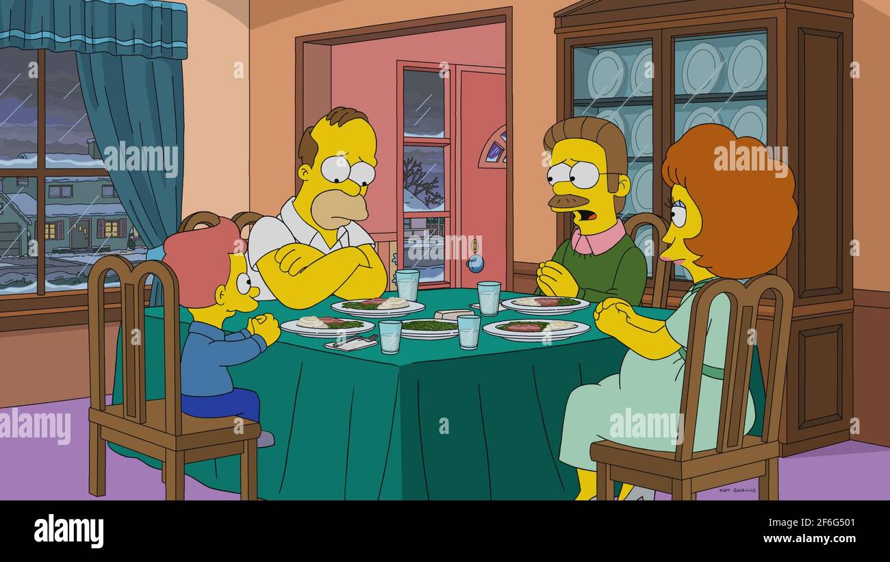 THE SIMPSONS, from left: Rod Flanders (voice: Pamela Hayden), Homer ...