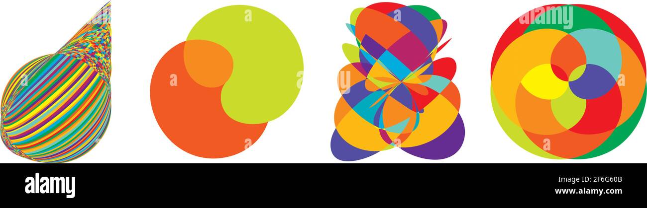 Curvy, rounded random vibrant colourful abstract shapes, design element ...