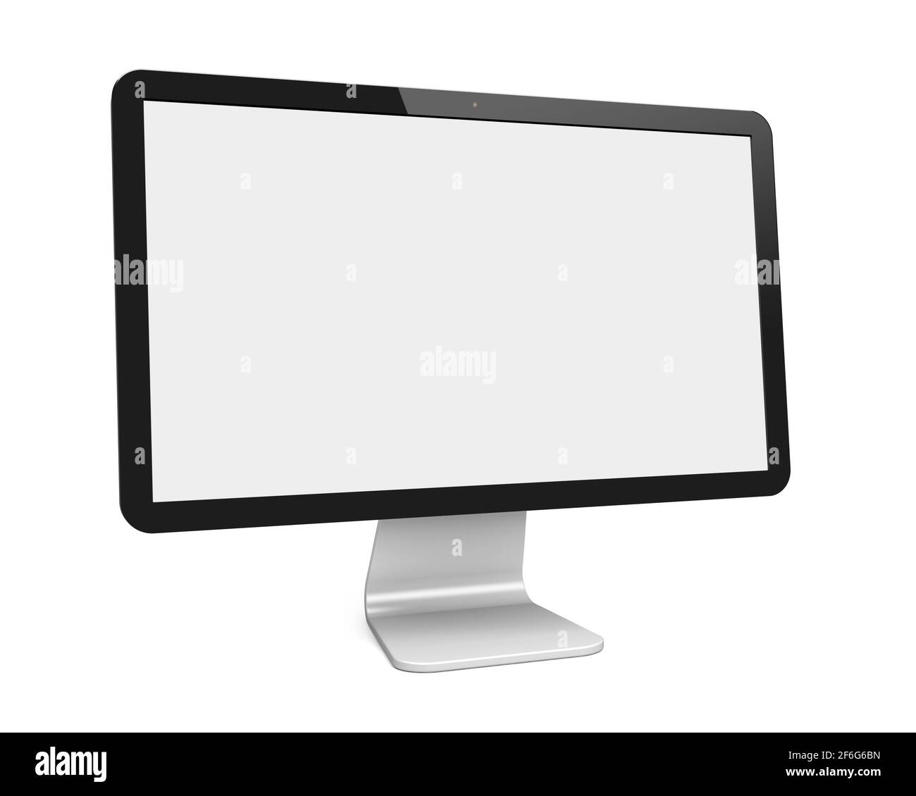 Computer wide monitor with a blank screen. Isolated on a white. 3d ...