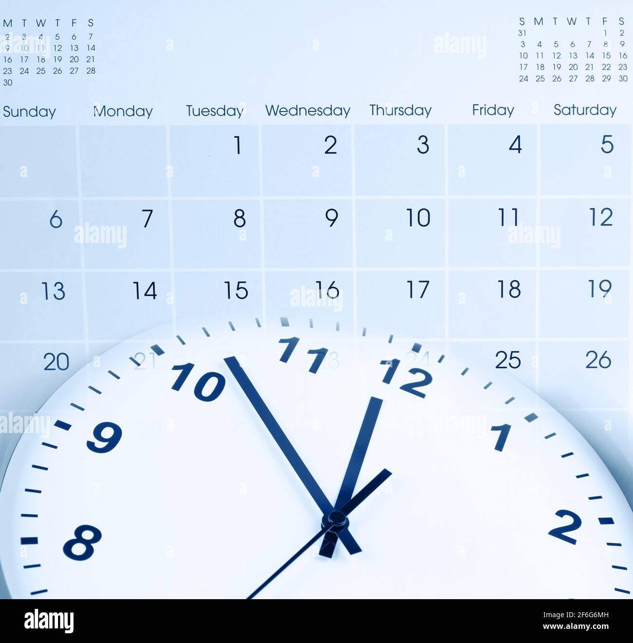 Clock face and calendar composite Stock Photo - Alamy