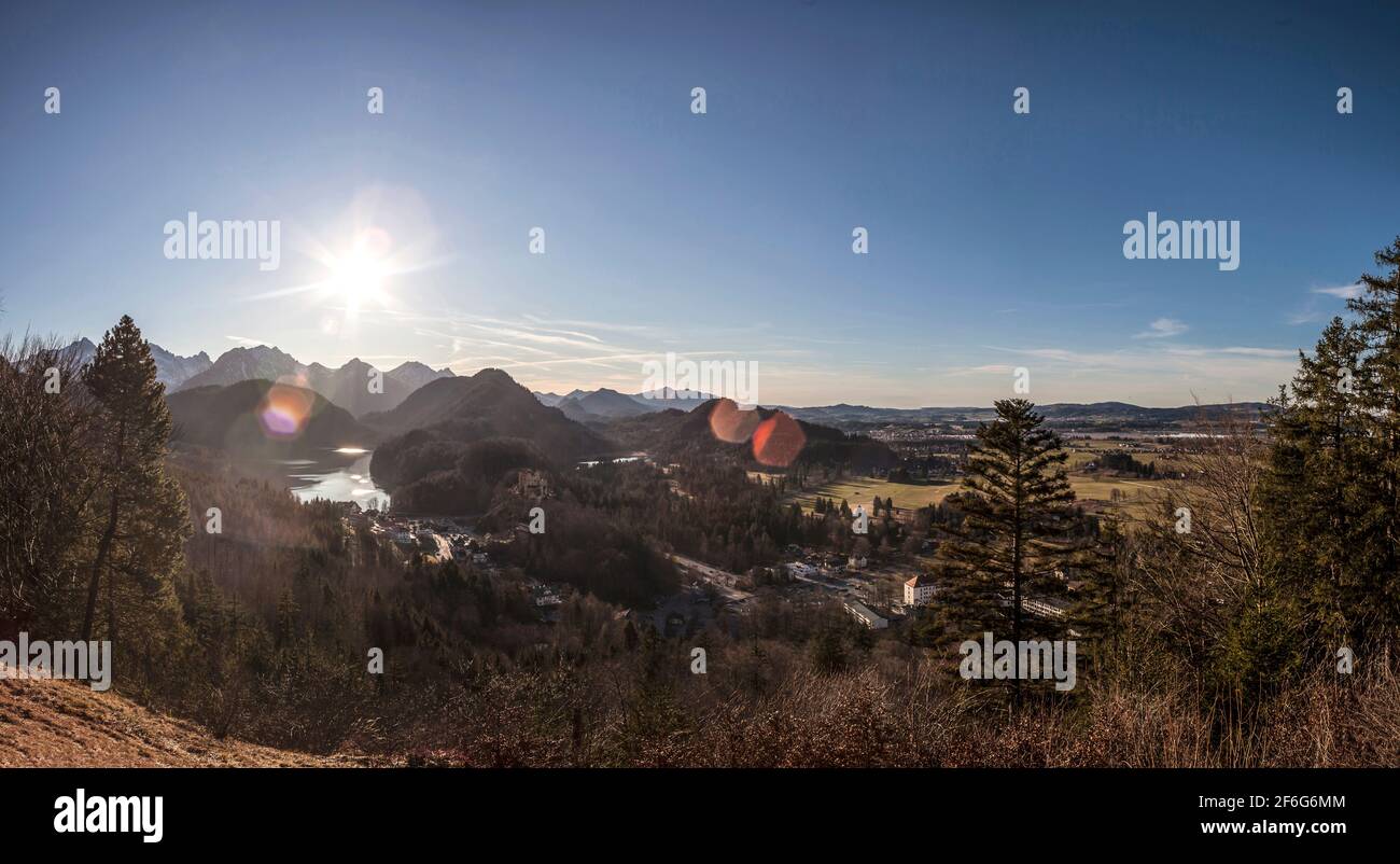 Panorama view Alpsee lake near Fussen in Bavaria, Germany Stock Photo ...