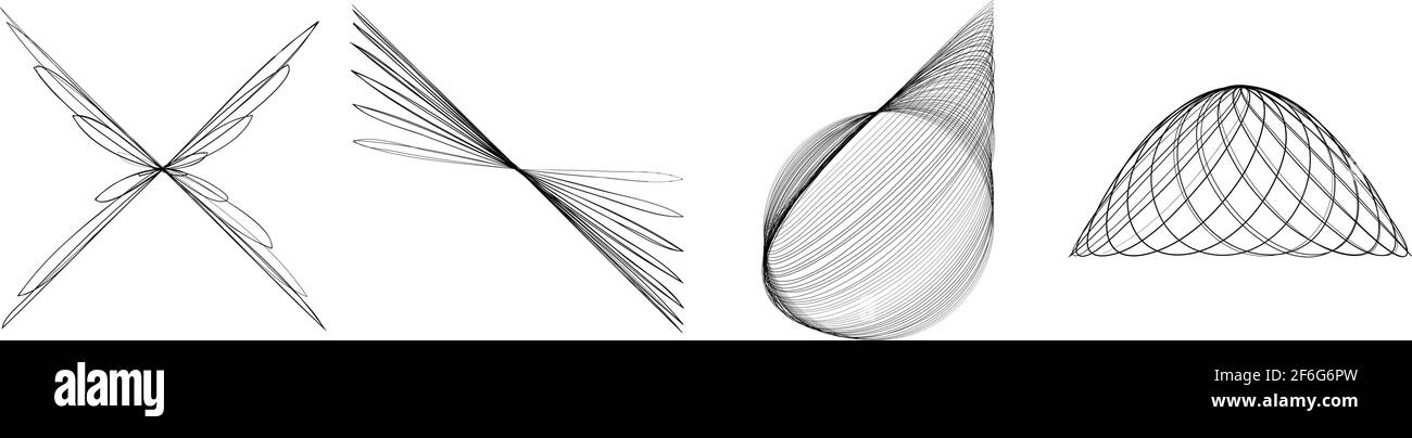 Abstract geometric lineart, lines design element. Curvy, ripple, curve ...