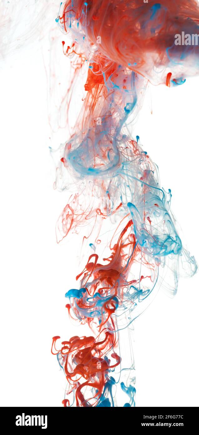 Red and blue color ink paint abstract pattern in water liquid Stock ...
